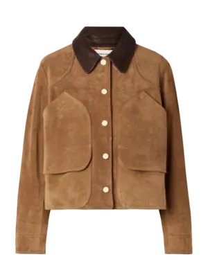 VERONICA BEARD Walters Leather-Trimmed Suede Jacket