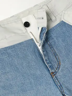 Sacai Shell-trimmed Wide-leg Mid-rise Jeans - Blue