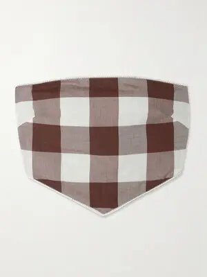 Posse Callie Cropped Gingham Cotton-voile Top - Brown