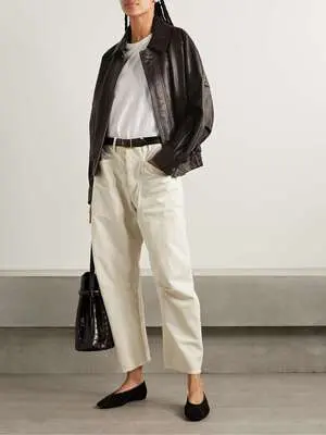 Nour Hammour Dalma Leather Bomber Jacket