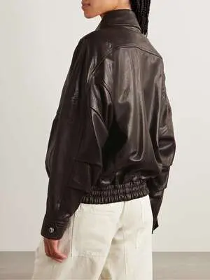 Nour Hammour Dalma Leather Bomber Jacket