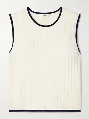 FRAME Cable-knit Cashmere And Silk-blend Vest - Neutrals