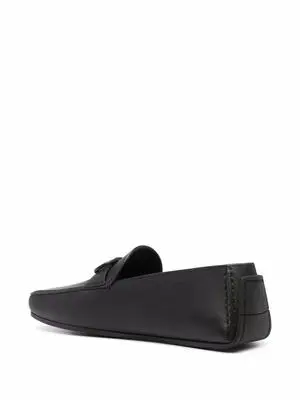 FERRAGAMO Gancini Leather Loafers - Black