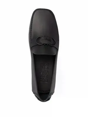 FERRAGAMO Gancini Leather Loafers - Black