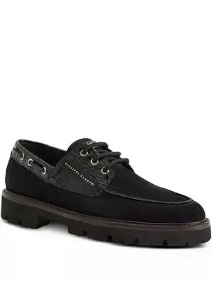 GIUSEPPE ZANOTTI Crocodile-effect Suede Boat Shoes