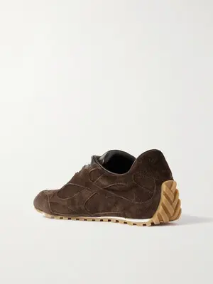 Bottega Veneta Orbit Flash Leather-trimmed Suede Sneakers - Brown