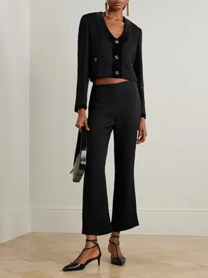 BLAZÉ MILANO Spiti Cropped Velvet-trimmed Jacket - Black