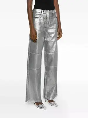 Patrizia Pepe Panelled Metallic Trousers