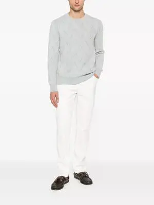 GRAN SASSO Chevron-pattern Crew-neck Sweater
