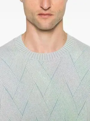 GRAN SASSO Chevron-pattern Crew-neck Sweater