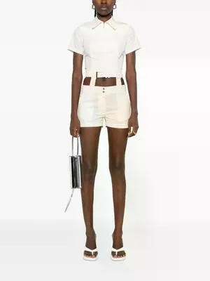 VESTIAIRE D'UN OISEAU LIBRE Belted Wool Shorts