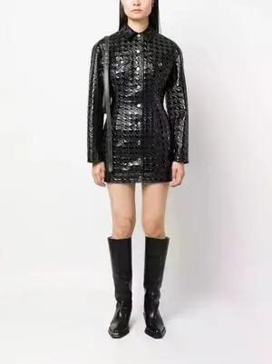 MSGM Embossed Faux Leather Shirt Jacket