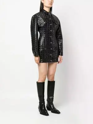 MSGM Embossed Faux Leather Shirt Jacket