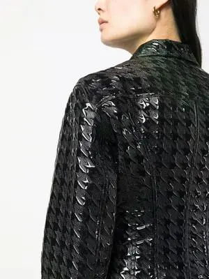 MSGM Embossed Faux Leather Shirt Jacket