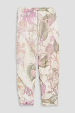 Dries Van Noten Floral-print Cotton-tweed Pants - Ecru