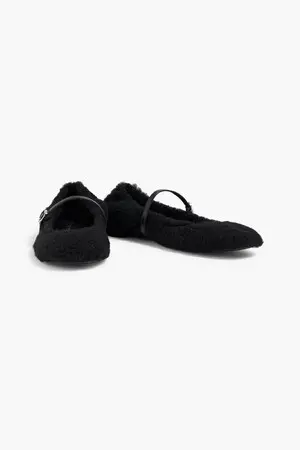 STUART WEITZMAN Lennox Shearling Mary Jane Flats - Black