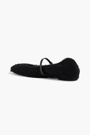 STUART WEITZMAN Lennox Shearling Mary Jane Flats - Black