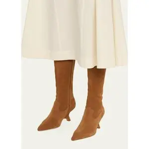 Simkhai Shadow Knee High Suede Western Boots - Black