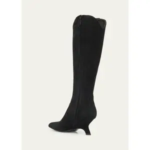 Simkhai Shadow Knee High Suede Western Boots - Black