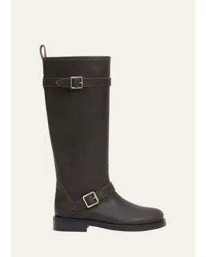 Simkhai Noah Leather Moto Boots - Chocolate
