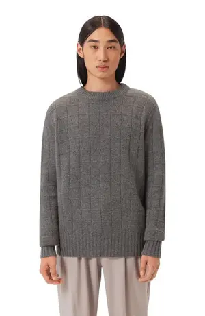 GOBI MONGOLIAN CASHMERE Square-patterned Cashmere Sweater - Dim Gray