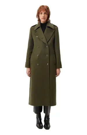 Gobi Cashmere Double-breasted Coat - Avocado
