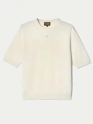 Gobi Cashmere Elbow-length Sleeve Crew Neck Sweater - Off White