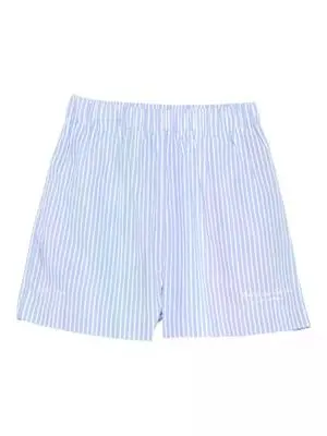 SPORTY & RICH Striped Cotton Shorts - Blue