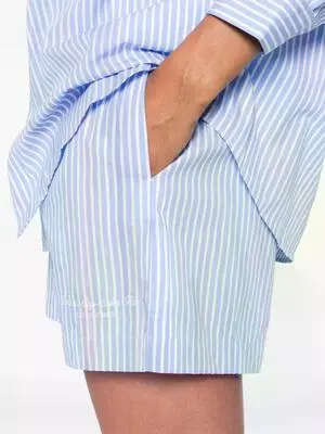 SPORTY & RICH Striped Cotton Shorts - Blue