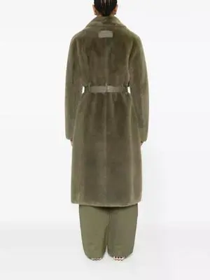 Patrizia Pepe Faux-fur Belted Coat - Green
