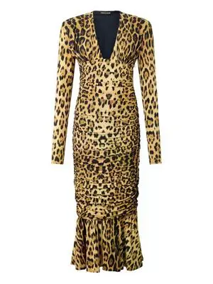 Roberto Cavalli Leopard-print Midi Dress