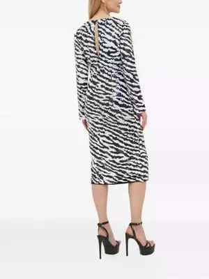 NOTES DU NORD Zebra-print Sequin-embellished Midi Dress