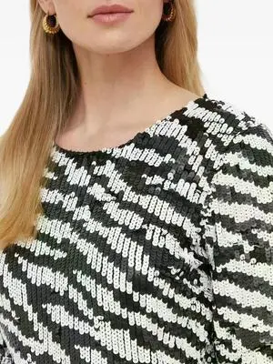 NOTES DU NORD Zebra-print Sequin-embellished Midi Dress