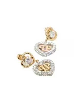 Philipp Plein Heart-charm Drop Earrings