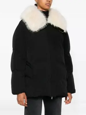 Patrizia Pepe Padded Bomber Jacket With Fur Collar