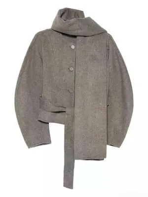 P.a.r.o.s.h Button-fastening Belted Jacket - Grey