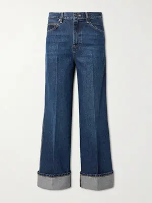 FRAME The Cuffed Wide Mid-rise Wide-leg Jeans