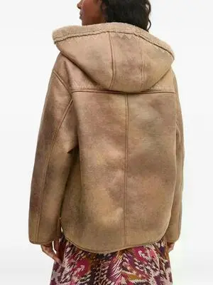 HOSS INTROPIA Embroidered Hooded Shearling Jacket