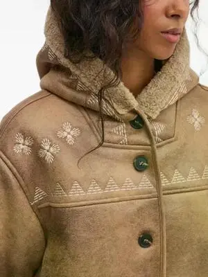 HOSS INTROPIA Embroidered Hooded Shearling Jacket