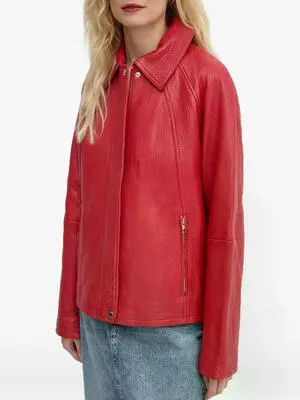 SAMSOE SAMSOE Textured Leather Zip-front Jacket