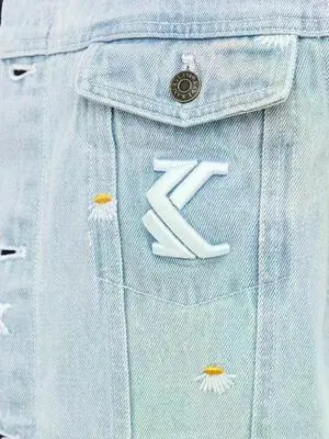 KARL KANI Daisy-embroidered Denim Jacket