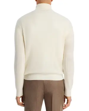 Canali Textured Quarter Zip Sweater - Cream