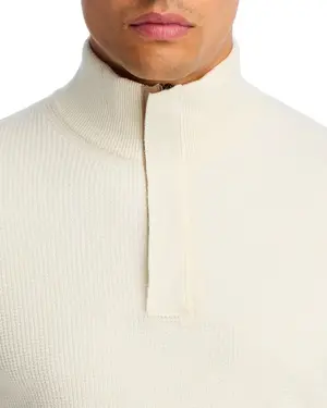 Canali Textured Quarter Zip Sweater - Cream
