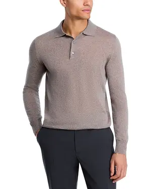 Canali Merino Knit Polo Sweater - Medium Brown