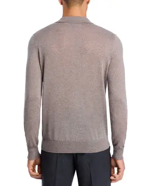 Canali Merino Knit Polo Sweater - Medium Brown