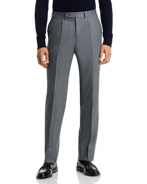 Canali Monza Slim-fit Pleated Wool Flannel Trousers - Grey