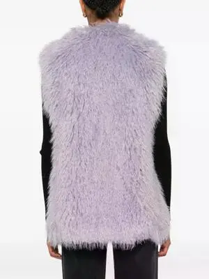 Patrizia Pepe Crew-neck Faux Fur Gilet - Purple