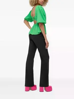 NOTES DU NORD Puff-sleeve Tie-back Top - Green
