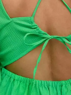 NOTES DU NORD Puff-sleeve Tie-back Top - Green