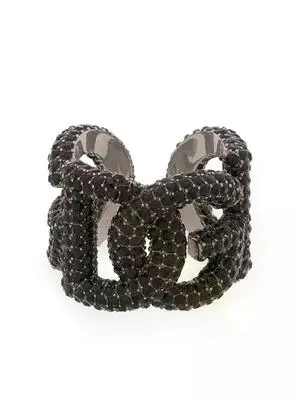 Dolce & Gabbana Dg Logo Rhinestone-embellished Ring - Black